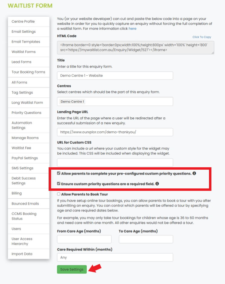 Setting Up Custom or Priority Questions – Help Centre