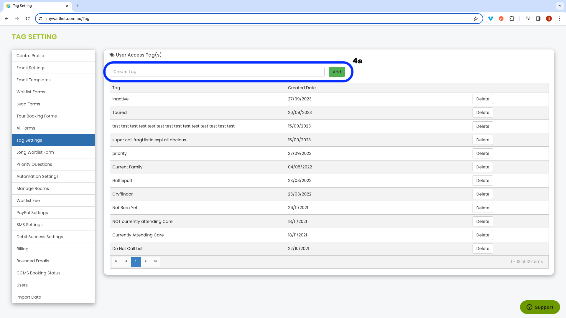 Settings: Tags – Help Centre